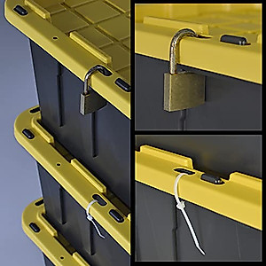 Black & Yellow 17-Gallon Tough Storage Containers, Extremely Durable®, 4-Pack (4)