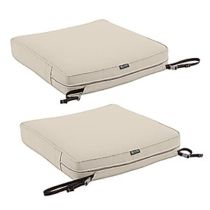 Classic Accessories Montlake FadeSafe Water-Resistant 19 x 19 x 3 Inch Square Outdoor Seat Cushion Slip Cover, Patio Furniture Chair Cushion Cover, Antique Beige, Patio Furniture Cushion Covers
