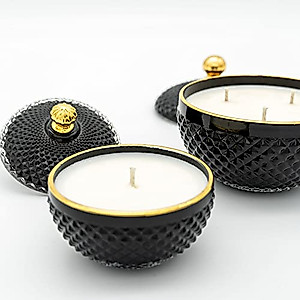 BRIGANTI Elegant Candle in Decorative Black and Gold Glass Jar - Vanilla Cupcake | Vanilla Bean, Buttercream, Cake, and Bourbon Premium Fragrance Oil Blend, Highly Scented Natural Soy Wax Candles 4oz