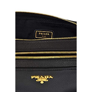 Prada Women's Black Bandoliera Vitello Phenix Leather Crossbody Bag 1BH079