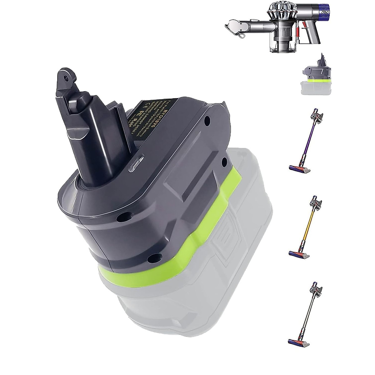 UNIKI V6 Adapter for Dyson V6 Battery，Work for Ryobi 18V Lithium Battery Convert to Dyson V6 DC58 DC59 DC61 DC62 SV04 SV09 Battery V6 Absolute/Motohead/Animal+Fluffy/Mattress/Vacuum