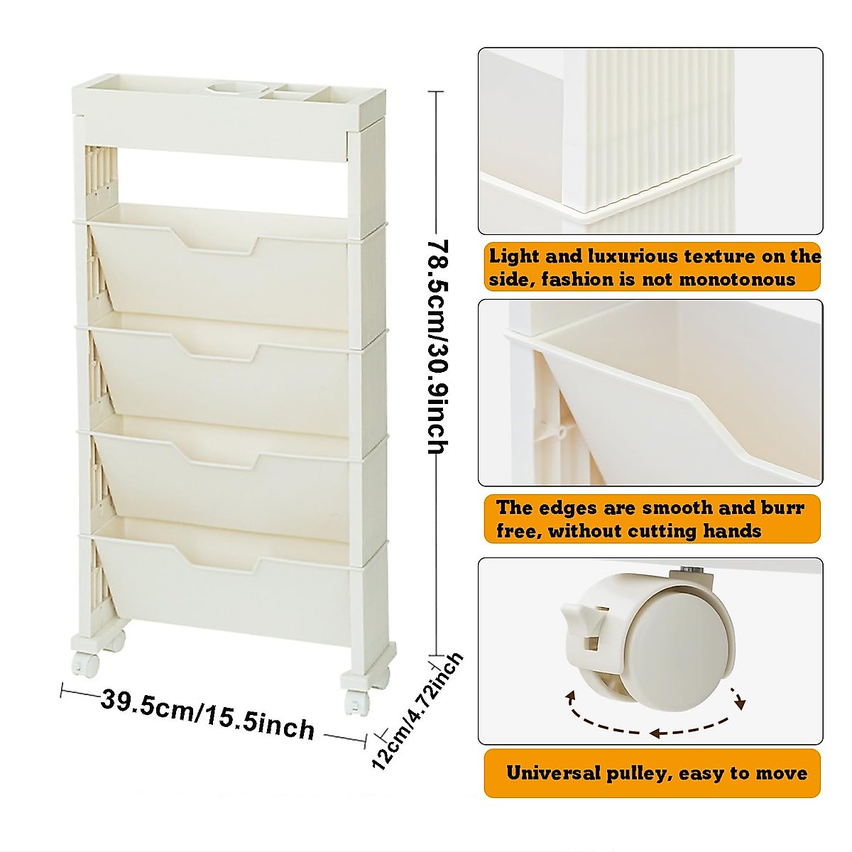 6 Tier Mobile Bookshelf, Moveable Bookshelf Organizer with 360° Universal Wheel Movable Bookshelf Multilayer Capacity for Home, 6 Tier Floor Standing Bookcase Storage Organizer Rack,Pink