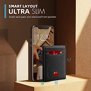 RUNBOX Slim Wallet for Men's Leather Bifold RFID Blocking Wallet with 2 ID Windows Gift Box