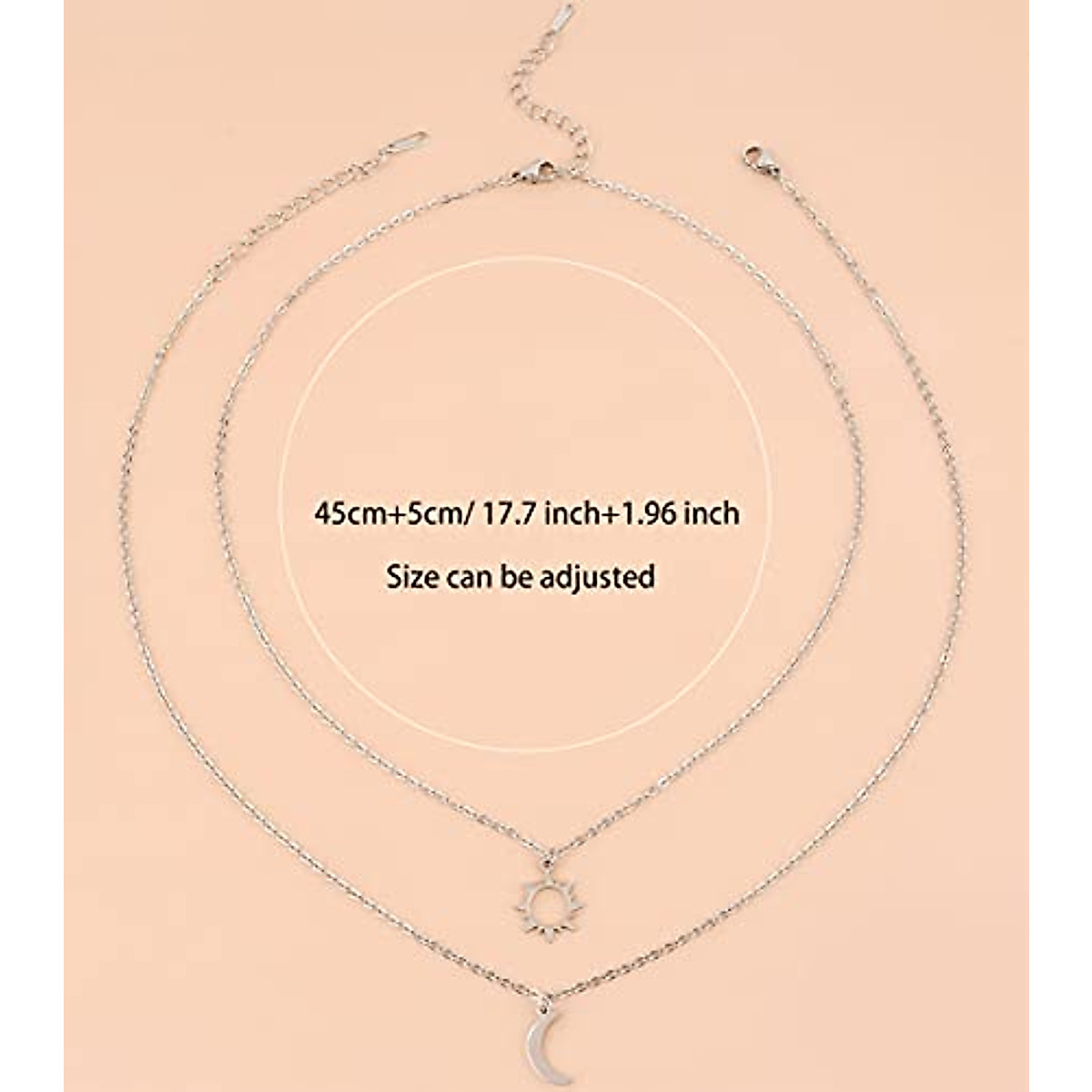 Couple Necklace Moon Sun Stainless Steel Pendant Link Chain Necklace Simple Best Friend Necklace For Women Teen Girls Best Friend Family Jewelry