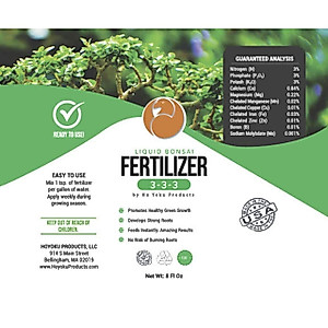 Bonsai Fertilizer by Ho Yoku - Water Soluble and Free of Odor, 3-3-3 Liquid Bonsai Food and Fast Acting for Indoor Plants