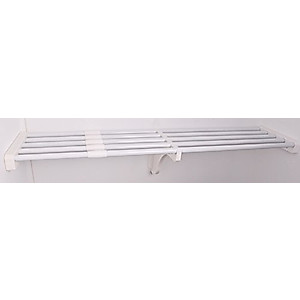 EZ Shelf - DIY Expandable Closet Shelf (NO Hanging Rod) - 28” to 48” - White - Easy to Install to 2 Sidewalls -(EZS-SW48)- Wire Closet Shelving Alternative