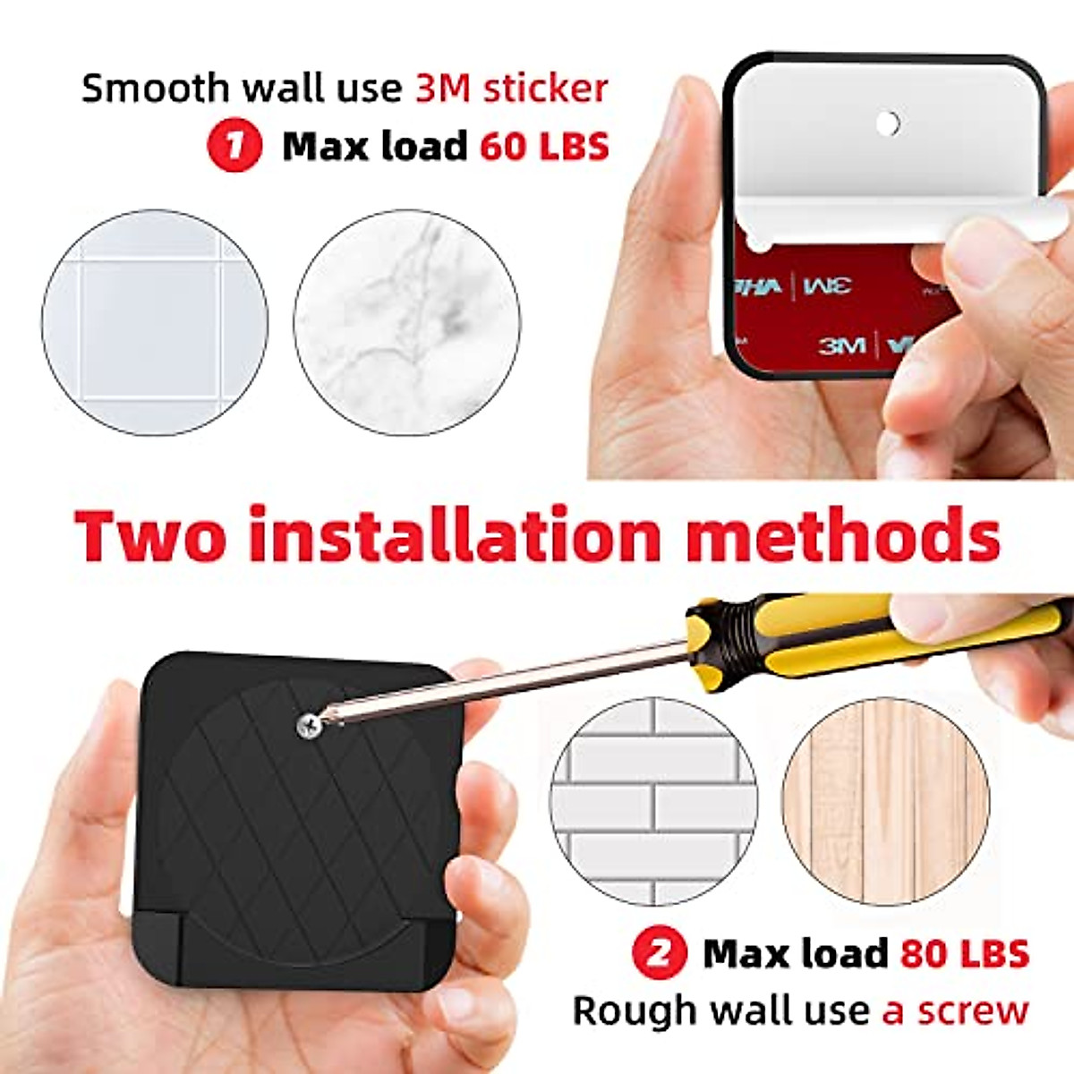 Riozoo Shower Rod Holders for Wall No Drill, 2 Pack Adhesive Shower Curtain Rod Holder, Shower Curtain Rod Holders No Drilling, Black