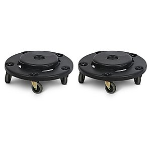 (2 Pack) 18" Trash Can Dolly with Wheels, Black Garbage Roller Base, Transports 20, 32, 44 and 55G Brute Containers