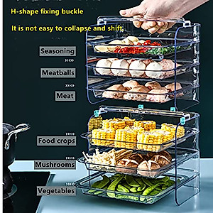 Baotkere Kitchen Multi-Function Fruit and Vegetable Preparation Plate, Side Dish Stacking Storage, Punch-Free Household Hot Pot Dish, Multi-Layer Sorting Tray, Kitchen Sundries Rack
