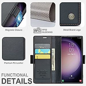 ASAPDOS Samsung Galaxy S23 Ultra Case Wallet[S-Pen Fully Compatible],Retro PU Leather Flip Case with Magnetic Closure,[RFID Blocking] Card Holder and Kickstand(Black)