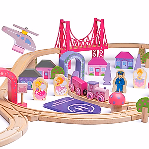 Bigjigs Rail Wooden Fairy Town Train Set - 75 Play Pieces
