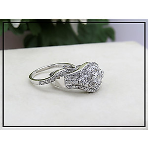 Dazzlingrock Collection 1.00 Carat (Cttw) 14k Round Diamond Women Vintage Engagement Ring Set 1 CT, White Gold, Size 8