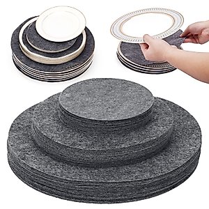 Imncya Plate Separators Storage, Set Of 60 And 3 Different Size, Thick and Premium Soft Felt Plate Dividers For China/Dish/Coffee Saucers Protecting and Stacking - Grey