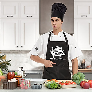 DYJYBMY I Like Pig Butts and I Cannot Lie Funny BBQ Apron for Men Women, Black Adjustable Waterproof Cooking Grilling Apron Gift for Dad Mom Husband Wife, Gifts for Birthday, Christmas, Thanksgiving