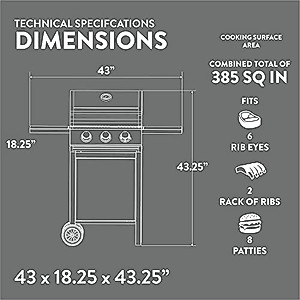 GasOne GP-1030S One 3 Burner Stainless Steel– Outdoor Cabinet Style with Wheels-High-Temperature Paint Coating Gas BBQ Grill – Elegant and Luxurious Design, Black
