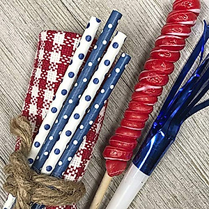 Navy Blue and White Paper Straws - Polka Dot - 7.75 Inches - 50 Pack