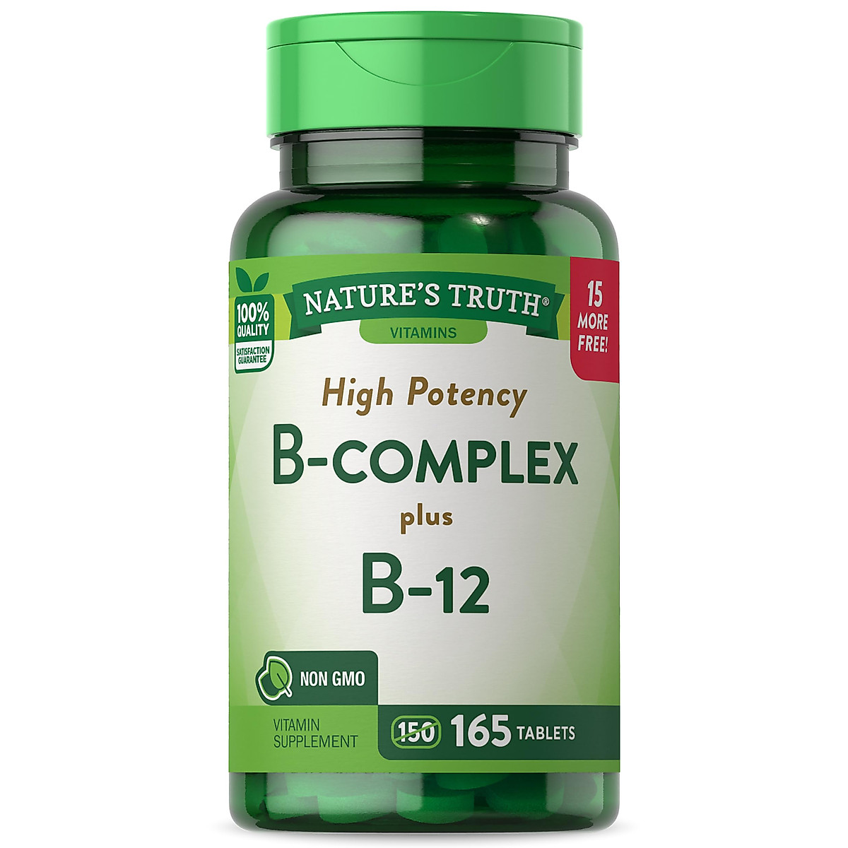 Nature's Truth Vitamin B Complex | Plus B12 | 165 Tablets | Vegetarian, Non-GMO & Gluten Free