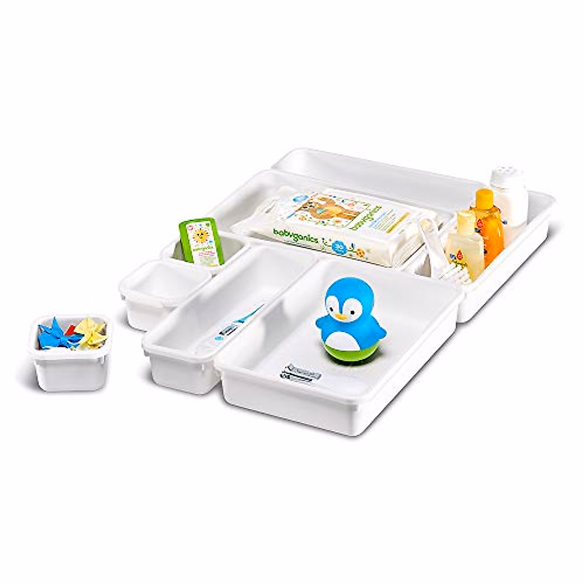 madesmart Baby 8-Piece Interlocking Bin Pack - White | BABY COLLECTION | Customizable Multi-Purpose Storage | Organizer for Baby Care Products, Spoons or Wipes | BPA-Free