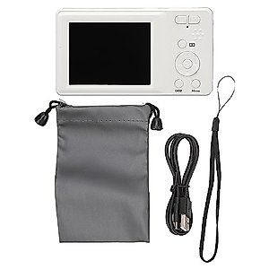 4K Digital Camera, Teens Small Camera Timer Shooting Autofocus Face Recognition 2.7 Inch TFT Screen with Lanyard for Vlogging (Silver)