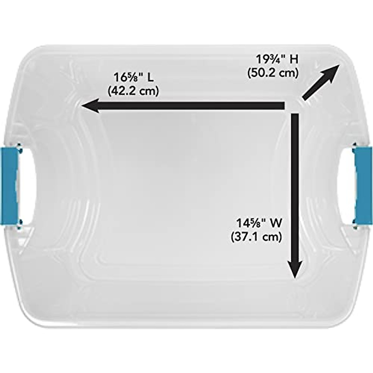 Sterilite 14489604 26 Gallon/98 Liter Latch and Carry, True Blue Lid and Clear Base with Blue Aquarium Latches, Pack of 4