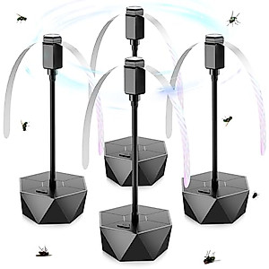 PIMAG Fly Fans for Tables, Fly Repellent Fan Outdoor Indoor Keep Flies Away, Fly Repellent Fans for Tables with Holographic Blades for Picnic, Party, Restaurant, Kitchen, and BBQ, 4 Pack Black