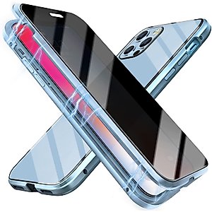 ESTPEAK Compatible with iPhone 13 Pro Max Anti Peep Magnetic Double-Sided Privacy Screen Protector Clear Back Metal Bumper Privacy Anti Spy Phone Case