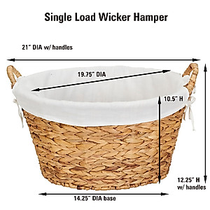 Household Essentials Natural ML-6667N Round Wicker Laundry Basket Hamper with Liner