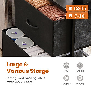 Sweetcrispy Nightstand Small Dresser with 2 Fabric Drawers Side Bedroom End Table Kids Bedside Storage Furniture for 20" Tall Night Stand for Closet, Entryway, College Dorm, Black