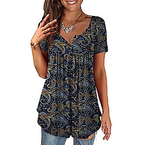 a.Jesdani Womens Short Sleeve Summer Tunic Tops Plus Size Blouses Dark Blue 1X