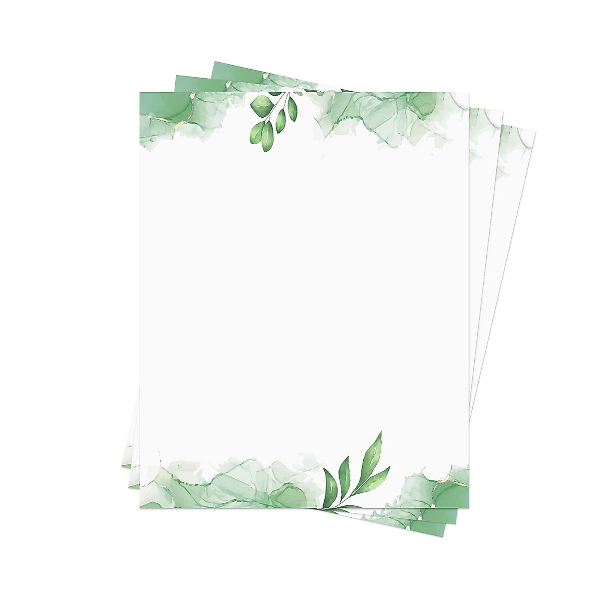 Loose Leaf Paper, Stationery Writing Paper, Greenery Letterhead Paper 8.5 x 11 Inches, 100 Sheets, Elegant Writing Paper, A4 Unpunched Refills Paper for Ring Binder/Discbound, Decorative Printer Paper