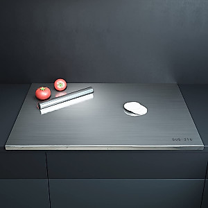 Stainless Steel Worktop Chopping Board Flat, 40X30cm Worktop Protector With Lip, Extra Large 316 Stainless Steel Cutting Boards, Thickness 2mm Pastry Board Baking Board For Camping (Size : 50x70cm)