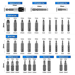 VMAN 33PCS Damaged Screw Extractor Set Stripped Screw Extractor Set for Broken Bolt, Screw Extractor Remover Tool with Socket Extension Bit, Easily Remove All-Purpose Broken Bolt, Stripped Screws