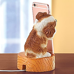 Collections Etc Peeking Dog Wood-Style Base Mobile Phone Holder Stand