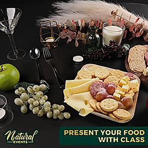 Natural Events 8" Premium Palm Leaf Plates - Disposable Party Set for Charcuterie Appetizers & Dinners, Heavy Duty Bamboo Wood, 100% Compostable, Biodegradable & Eco-Friendly (8 Inch Square, 50 Pack)