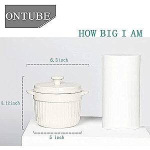 ONTUBE Ceramic Candy Jar with Lid 17oz, Porcelain Cookies Jar Candy Dishes (White)