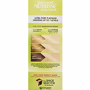 Garnier Nutrisse Ultra Color Nourishing Permanent Hair Color Cream, PL1 Ultra Pure Platinum (1 Kit) Blonde Hair Dye (Packaging May Vary)