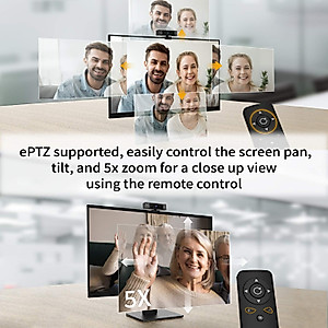 j5create 4K Ultra HD Webcam with 5X Digital Zoom Privacy Cover Low Light Enhancement Dual High-Fidelity Microphones Remote Control USB-C|for Video Conferencing/Online Classes/Live Streaming (JVCU435)