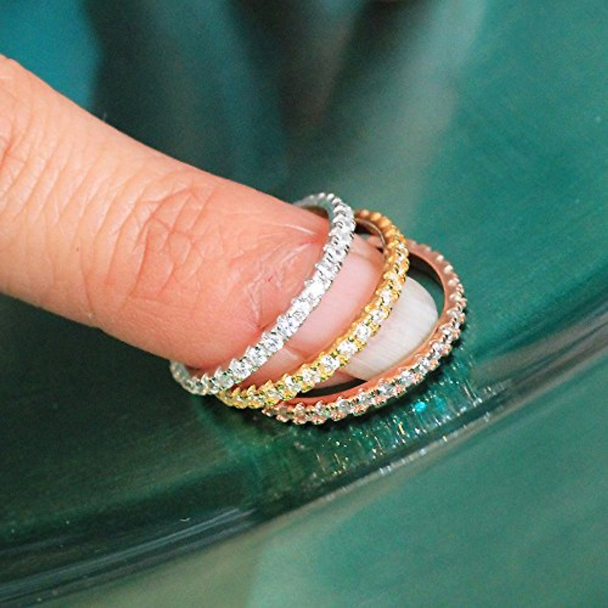 Oxford Diamond Co New Round Cubic Zirconia Eternity Style Band .925 Sterling Silver Ring Size 6