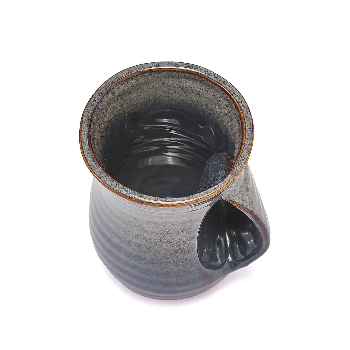 GUTE Hand Warmer Mug, Ceramic and Hand Painted - Contoured Pocket will Hold Warmth From The Heat Of Your Drink To Keep Your Fingers Warm, Comfy Handwarmer (Lagoon Grey)