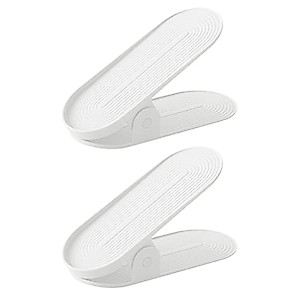 Scicalife 4 pcs Shoe Slots Organizer Adjustable Shoe Stacker Space Saver Stackable Shoe Holder Organizer Space Saver Slipper Storage Rack for Closet (Random Style)