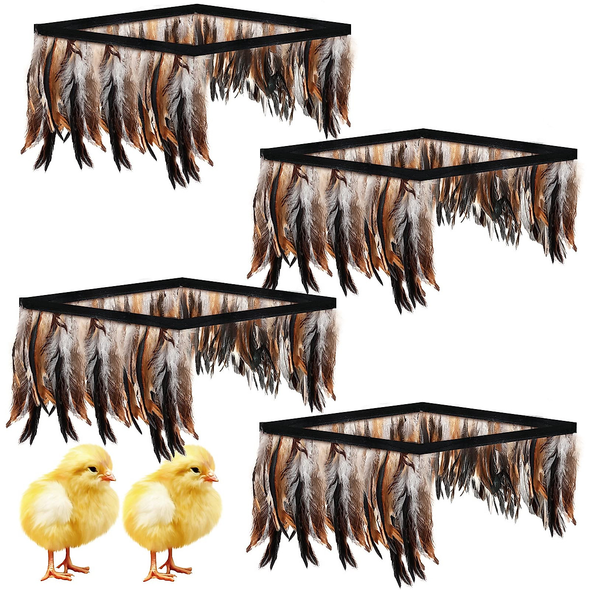 4 Pieces Comfort Feathers Feather Skirt Baby Chicken Supplies for Chick Brooder Heating Plate Chicken Coop Warmer Pad Poultry Incubator Heater Plate (12 x 12 Inch)
