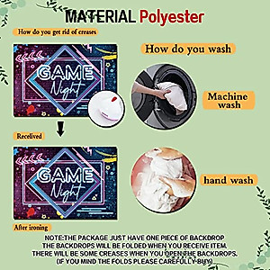 Game Night Theme Photography Backdrops Glow Neon Photo Background 5x3ft for Game On Birthday Party Decor Sleepover Slumber Prom Gaming Party Cake Table Decor Photobooth Supplies