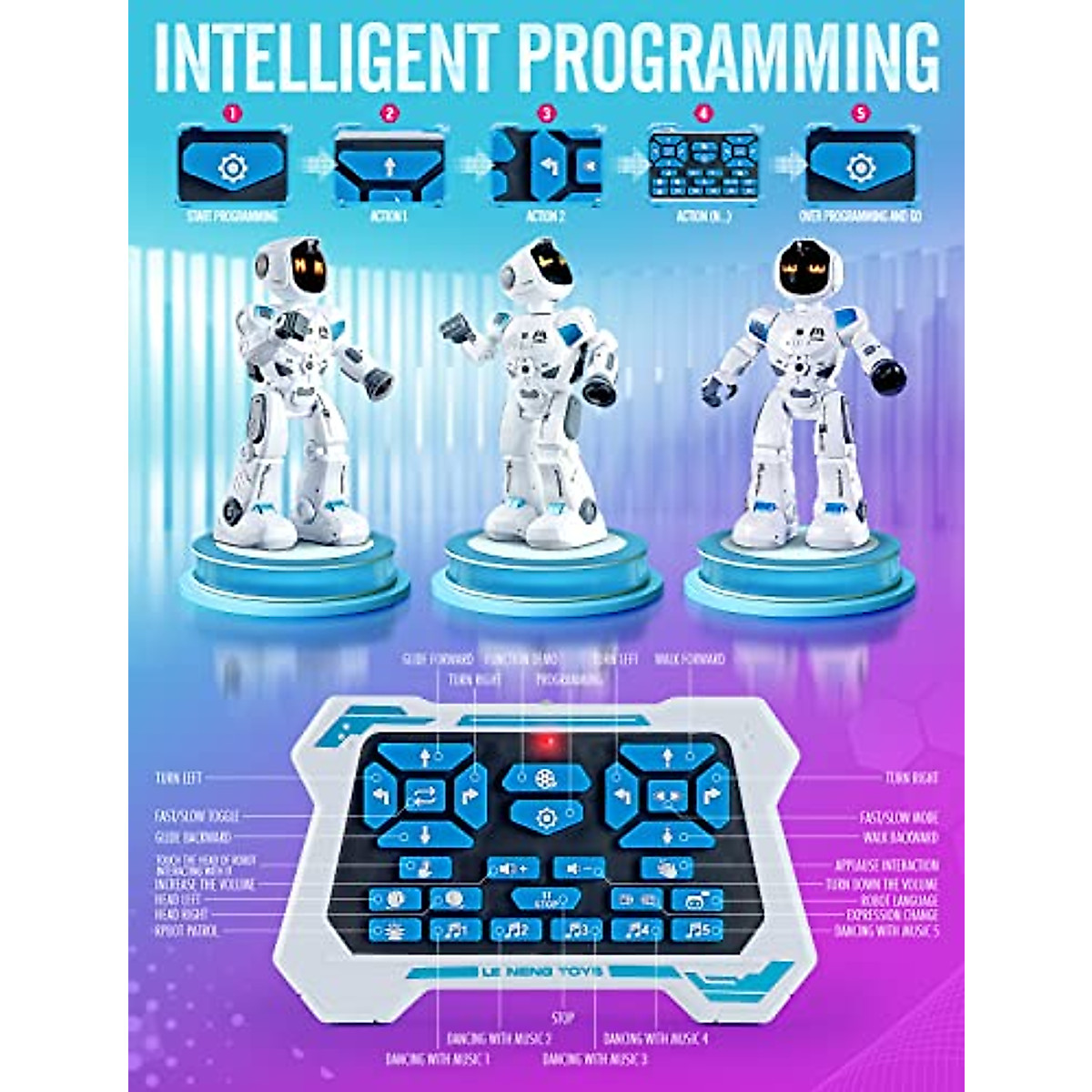 Large Smart Emo Robot Toys for Kids 5-7,Gesture Sensing Programmable Interactive Remote Control Robots for 8-12 with LED Eye Express for Boys 4-9 Years Old Birthday Gifts