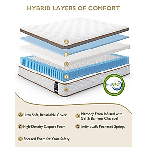 BedStory Queen Size Mattress - 10 Inch Hybrid Mattress Medium Firm - Individually Wrapped Coils for Motion Isolation