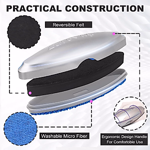 Magnetic Whiteboard Eraser, Dry Erase Eraser, Magnetic Erasers for Whiteboard, Glass Whiteboard Eraser, Double Sided Magnetic(Silver)