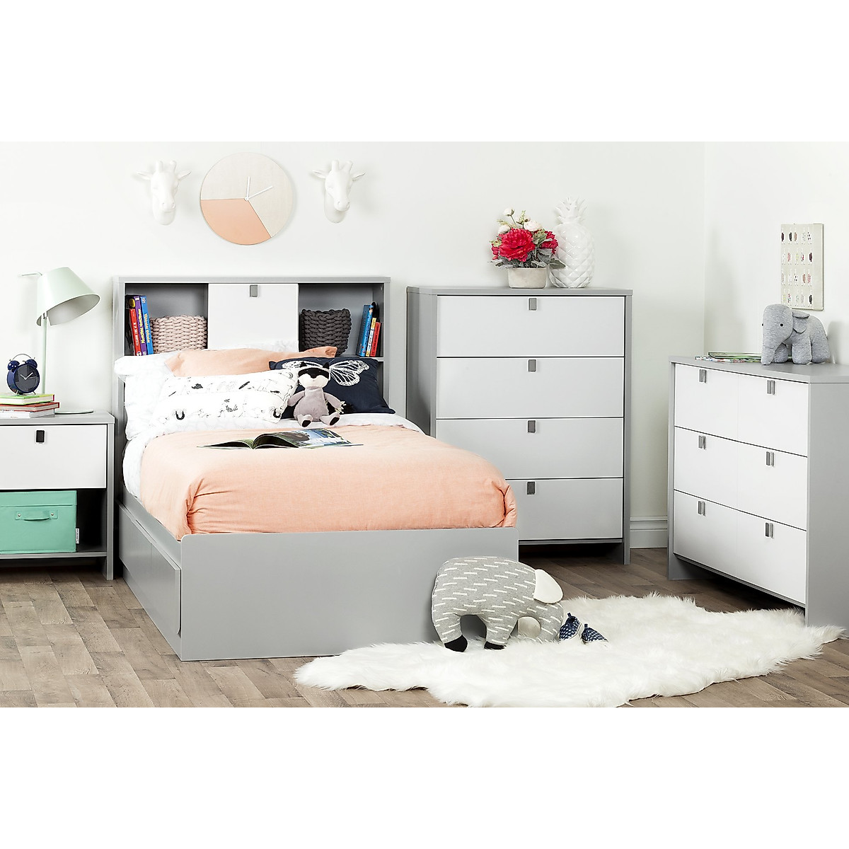South Shore Cookie 4-Drawer Chest, Soft Gray & Pure White