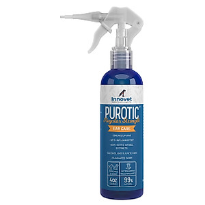 Innovet PurOtic Ear Cleaner for Dogs & Cats with Silicone Applicator Made With Essential Oils - 100% Made In USA - Regular Strength 4 oz Bottle