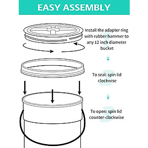 Chunful 3 Pieces 5 Gallon Screw Top Lids Bucket Seal Lid Leak Proof for Plastic Bucket Compatible with Gamma (White)