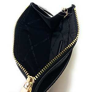 Michael Kors Jet Set Travel Small Top Zip Coin Pouch with ID Holder in Saffiano Leather (Black with Gold Hardware)