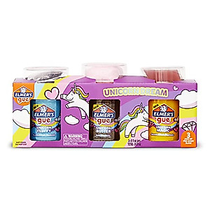 Elmer’s Gue Premade Slime, Unicorn Dream Slime Kit, Includes Fun, Unique Add-Ins, Variety Pack, 3 Count